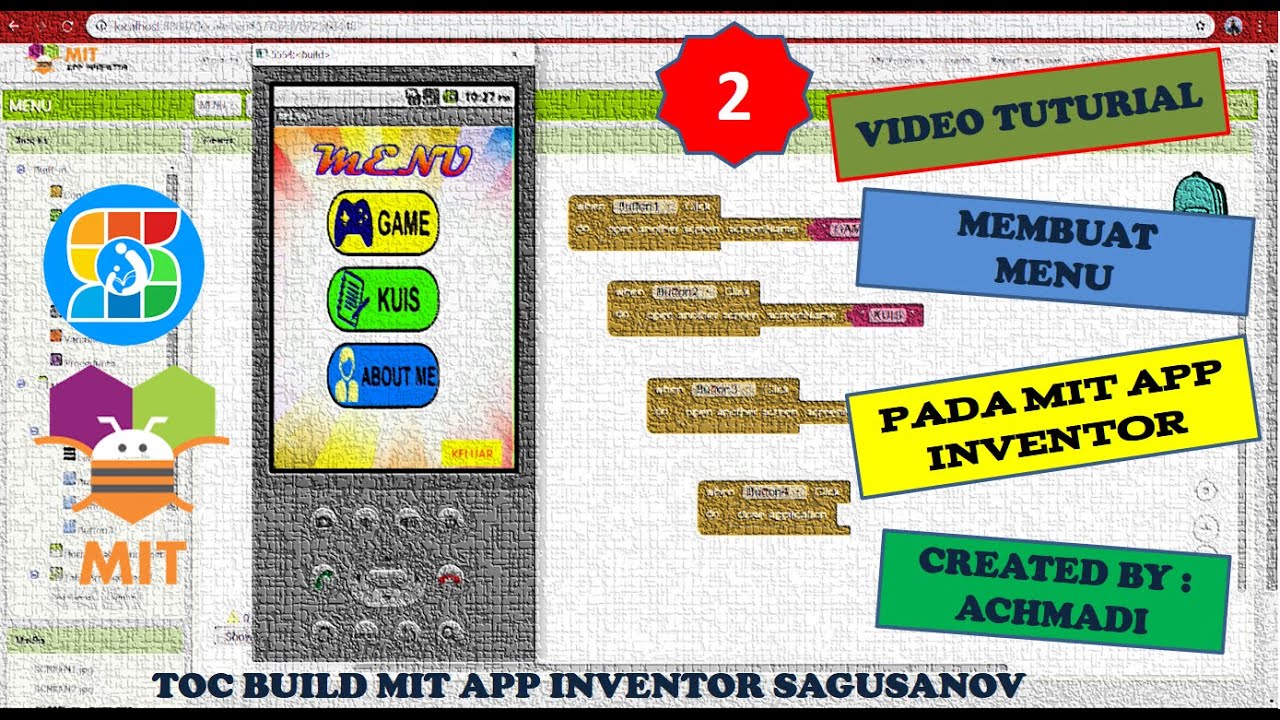 CARA MEMBUAT MENU PADA MIT APP INVENTOR - YouTube