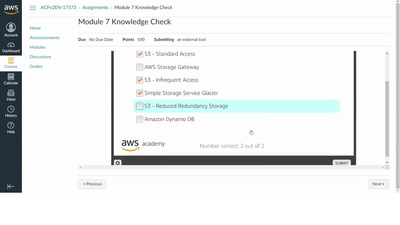 AWS Academy Cloud Foundation Module 7 Knowledge Check Answers #aws # ...
