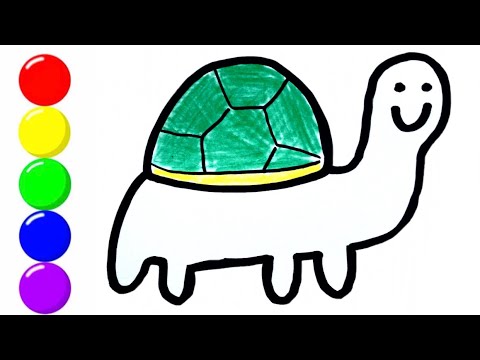 How To Draw a Cute Turtle | Bolalar uchun toshbaqa rasm chizish ...
