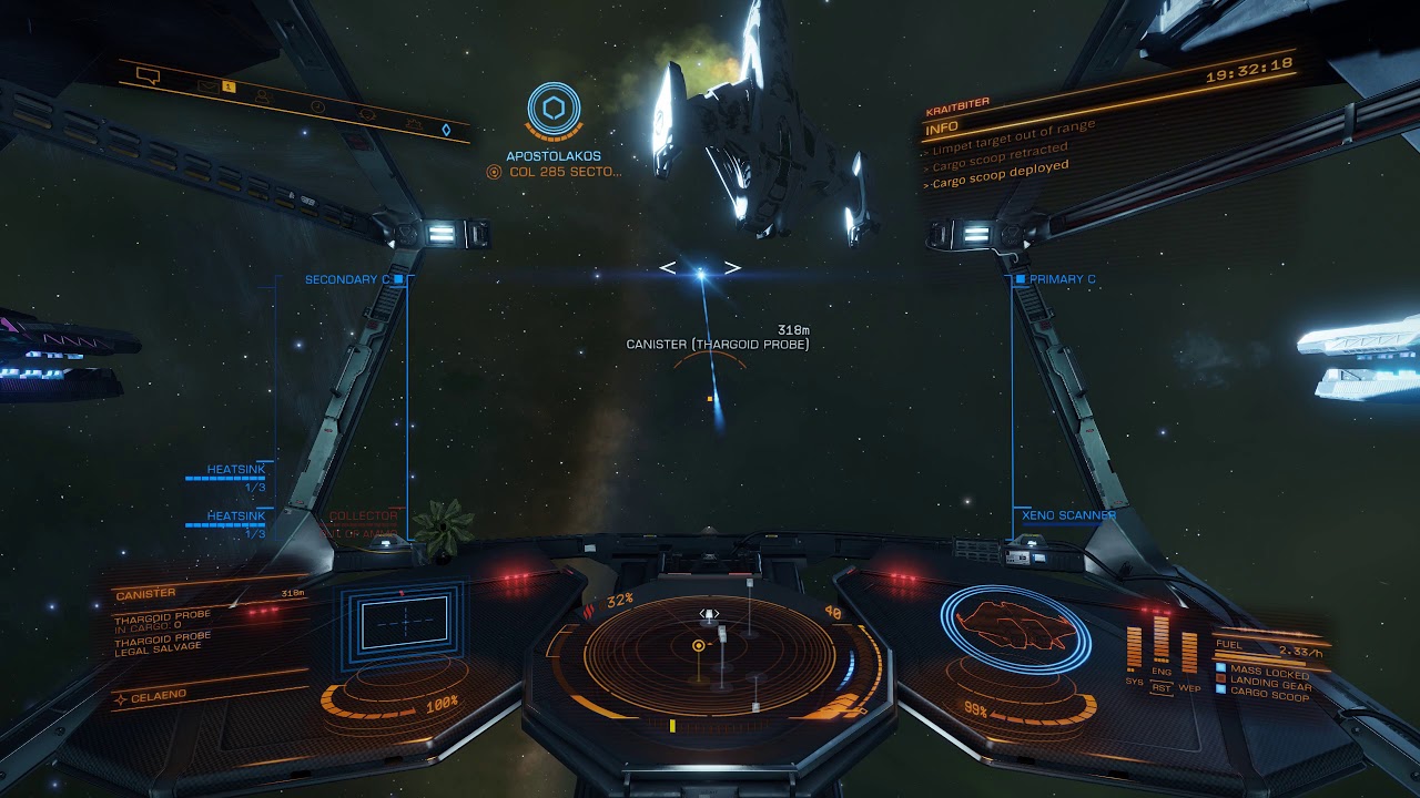Collecting a thargoid probe in a Non-Human Signal - YouTube