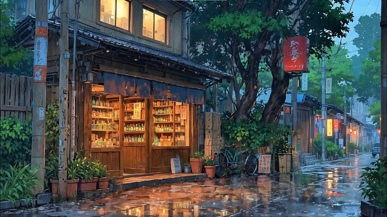🏮 Rainy Corner Store | Serene Journey | Nat Lo-Fi Beats to Chill, Study ...