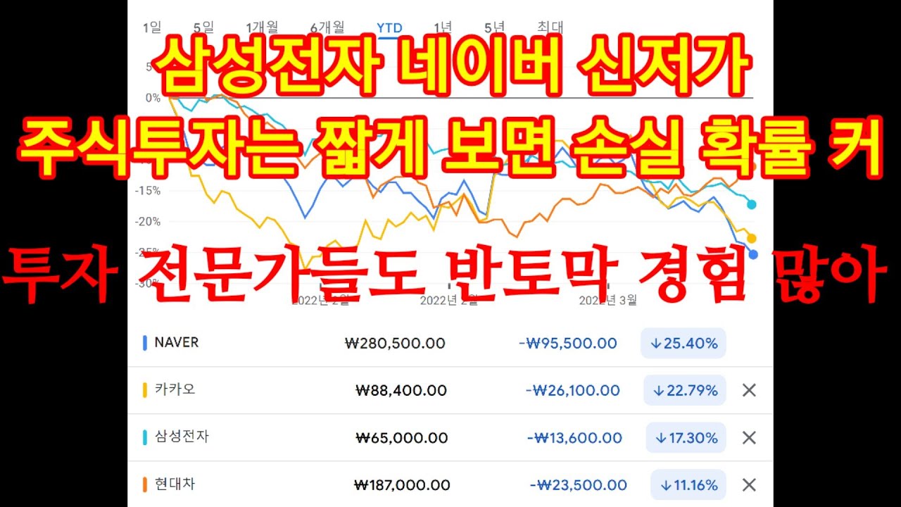 주식투자는 투자 전문가들도 손실을 보는 경우는 비일비재 하다 주식투자는 짧게 보면 위험하지만 길게 보면 수익 확률이 아주 높다 그래서 1등 종목을 장기 투자하는 것이다