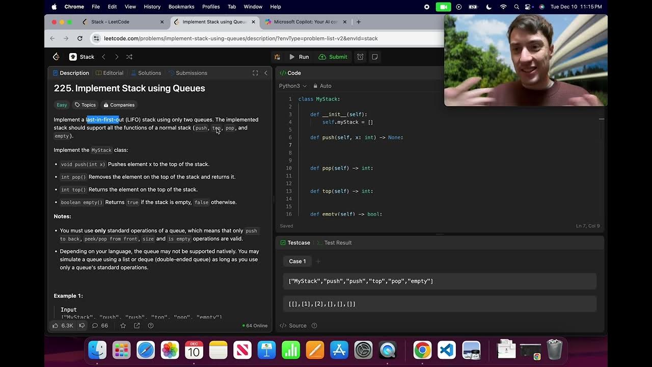 Just Do Leetcode Unscripted 🔴 Live 225 Implement Stack Using Queues Youtube