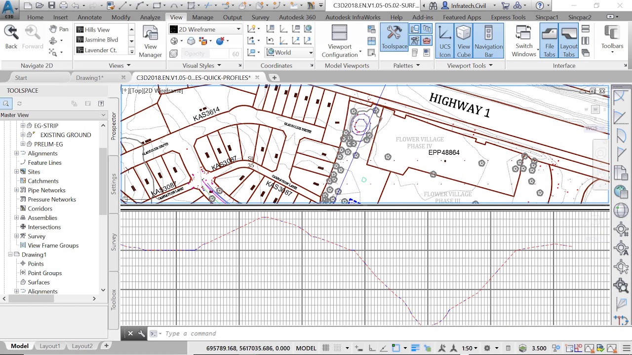 AutoCAD Civil 3D - 05.05.02: Quick Profiles - YouTube