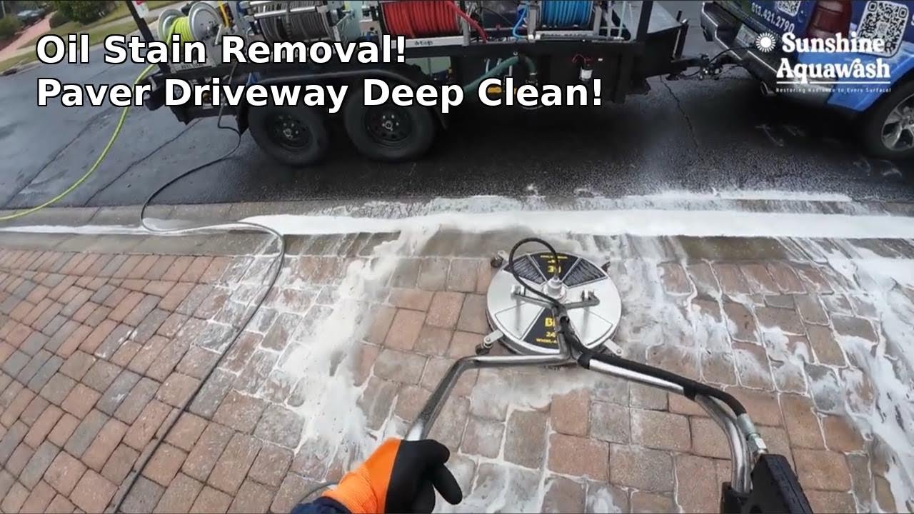 Paver Driveway Cleaning & Oil Stain Removal in River Wilderness ...
