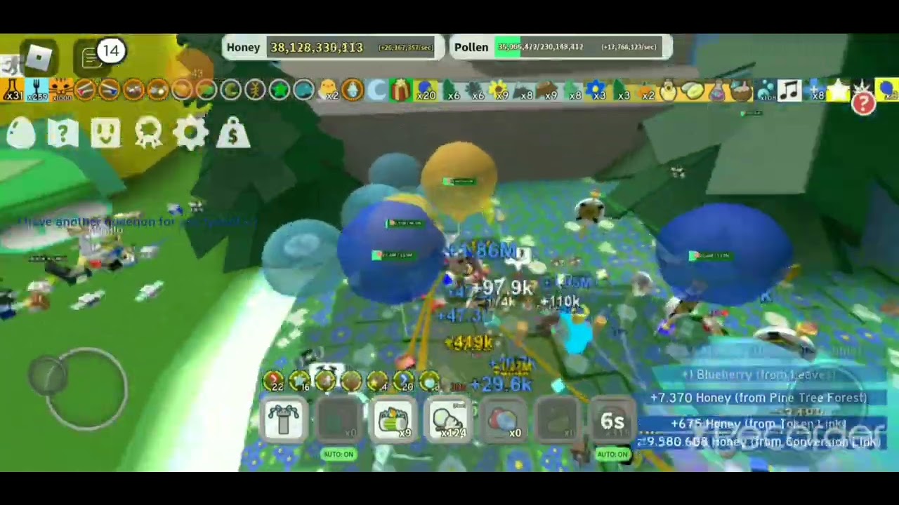 grinding honey day part 1. 57.1b boost at pine tree! bee swarm ...