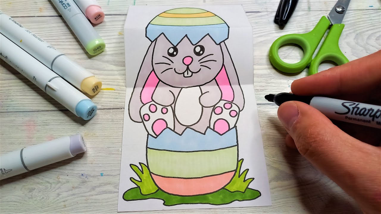Deseneaza IEPURASUL de PASTE in OU de PASTE | DIY Amuzant | Invata cum ...