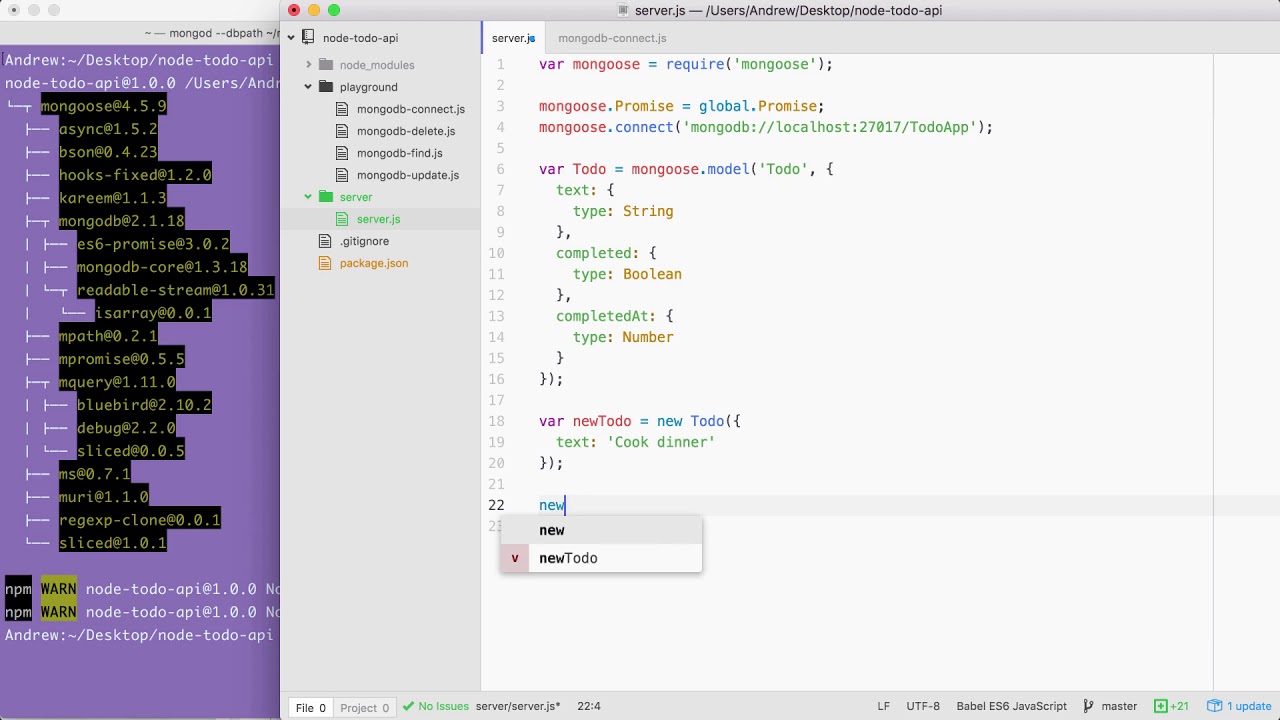 Mongodb Mongoose And Rest Apis Todo Api Setting Up Mongoose Youtube 4419