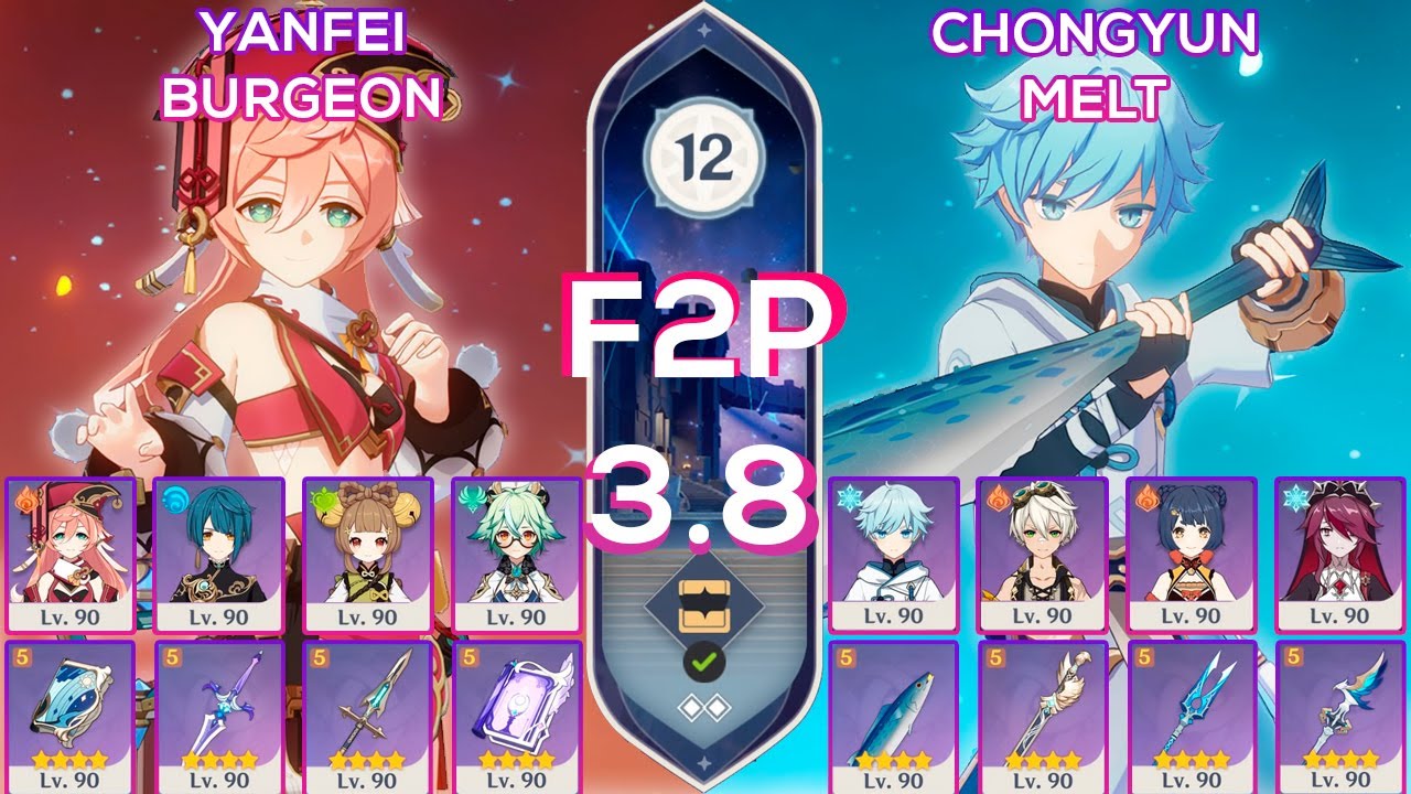 [F2P] NEW Spiral Abyss 3.8 Yanfei Burgeon & Chongyun Melt I Floor 12 9 ...