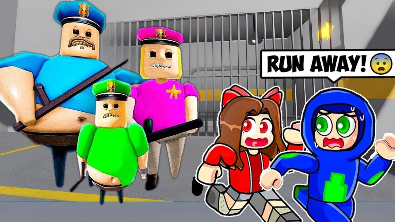 WE ESCAPE POLICE FAMILY PRISON RUN IN ROBLOX (OBBY) 😱 - YouTube