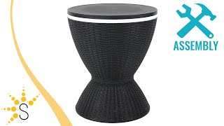 Sunnydaze 3-in-1 Rattan Outdoor Bar Table with Cooler - Phantom Gray - TST-965