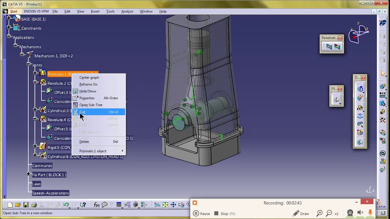 #CATIA V5 #cylinder assembly motion - YouTube