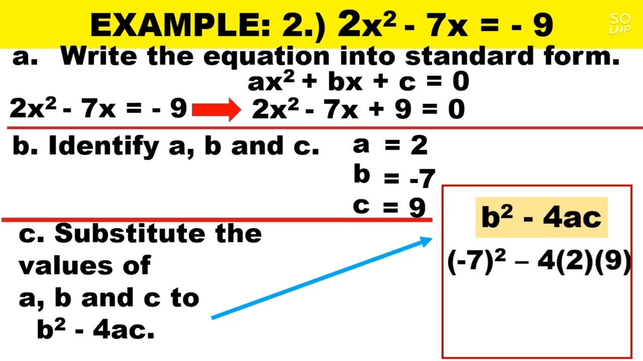 DISCRIMINANT b2 4ac How To Find The DISCRIMINANT Quadratic
