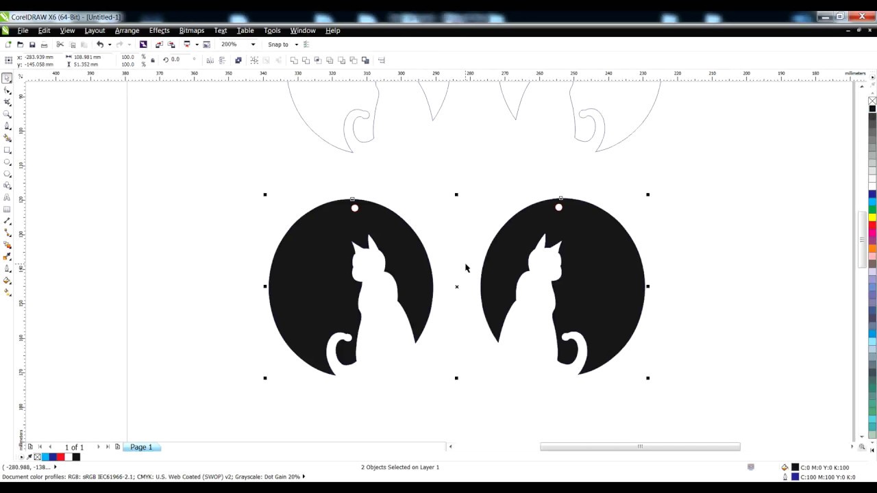 Design Cat Shape earrings in CorelDraw for laser cut - YouTube