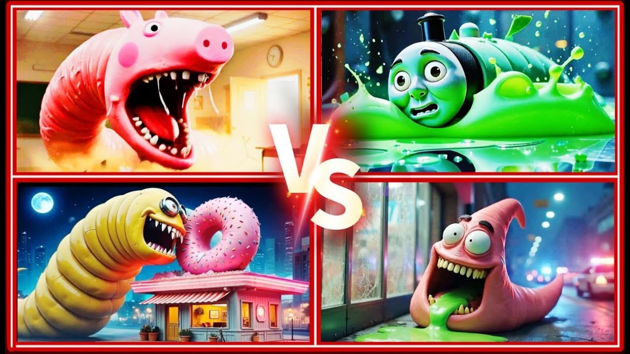 Peppa Pig worm exe vs Spider worm exe vs Minions worm exe vs Patric ...