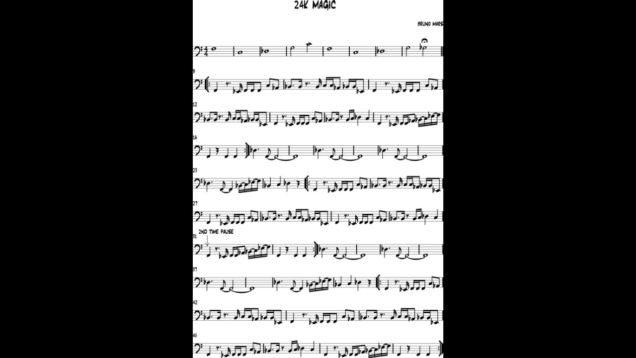 Bruno Mars 24K MAGIC Bass guitar (bass notes, bass cover, bass tutorial ...