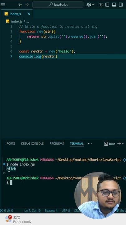 Reverse a String - Javascript DSA Interview Question #javascript #dsa #javascriptinterview - YouTube