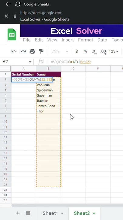 How to create "Dynamic Serial Numbers" using "Sequence & Counta Formulas" in Google Sheets? # ...