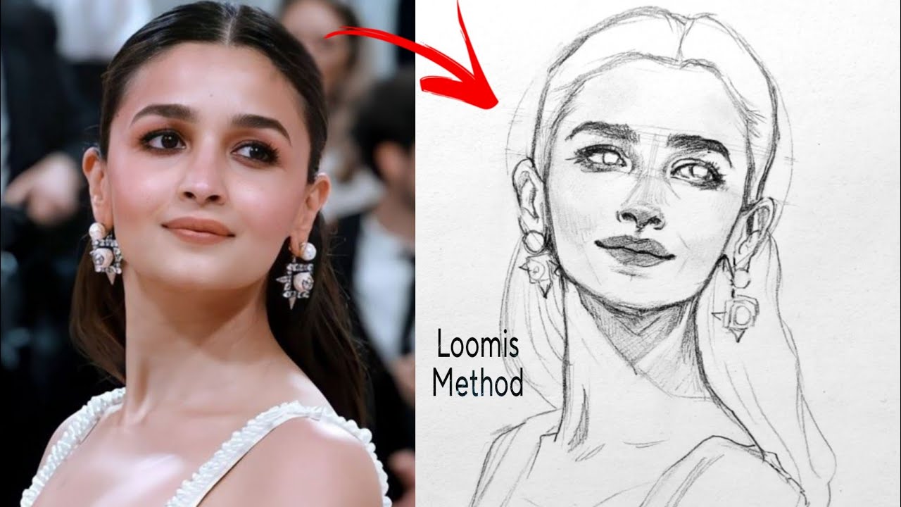 How to Draw a realistic Face for beginners: Alia Bhatt - YouTube