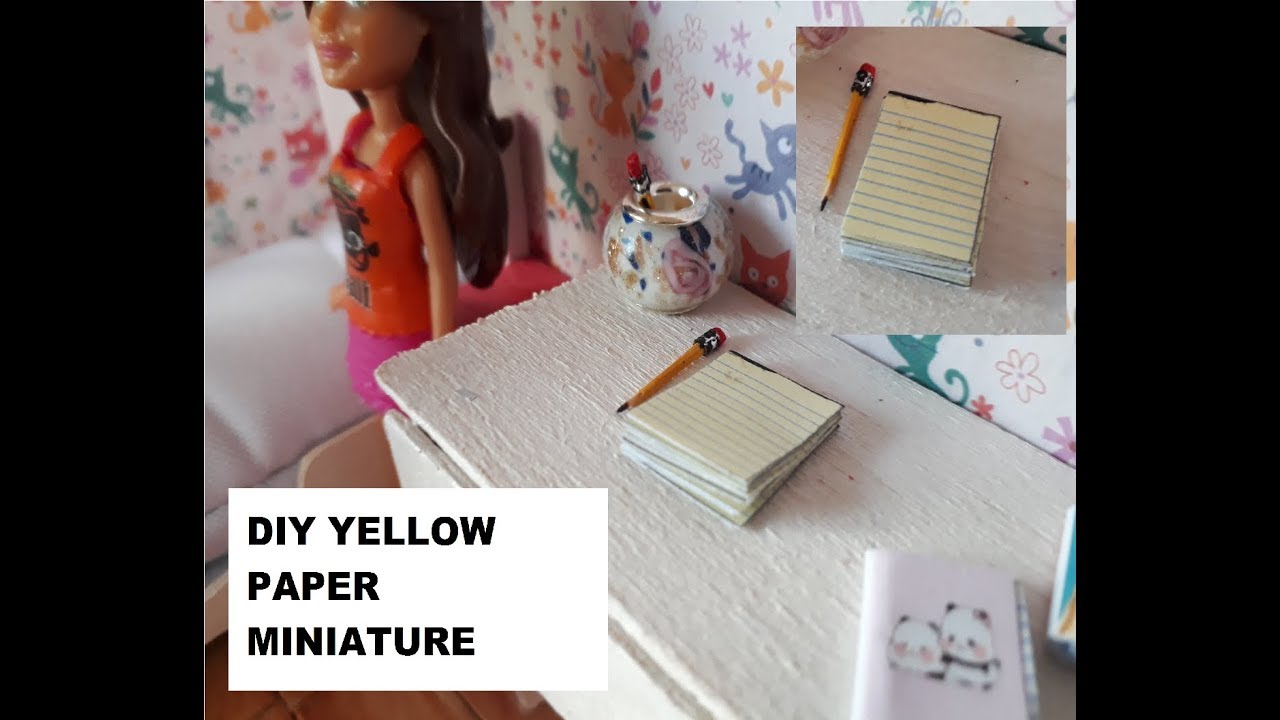 DIY YELLOW PAPER MINIATURE TUTORIAL- DIY SCHOOL SUPPLY MINIATURE - YouTube