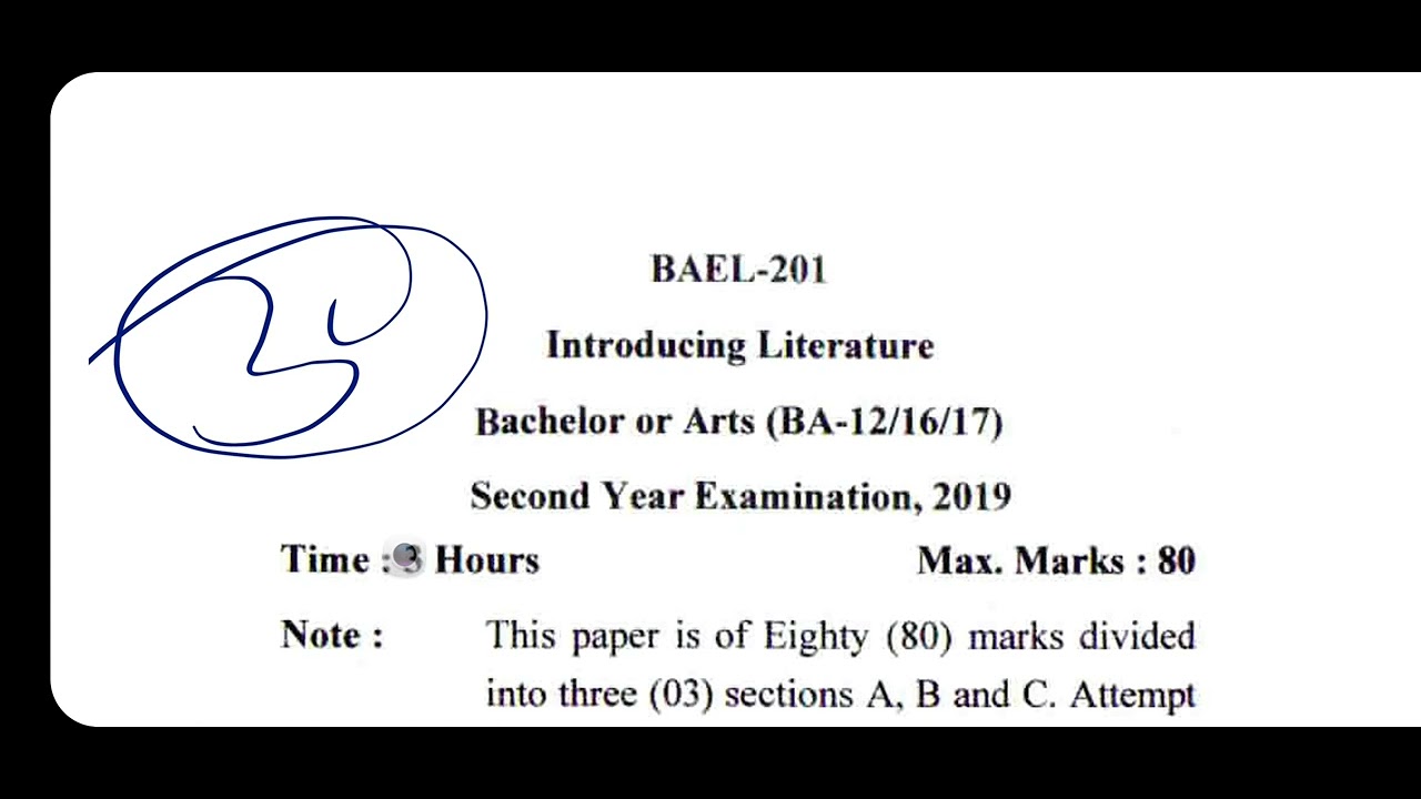 BAEL 201 INTERDUCING LITERATURE PAPER FIRST PREVIOUS QUESTION PAPER ...