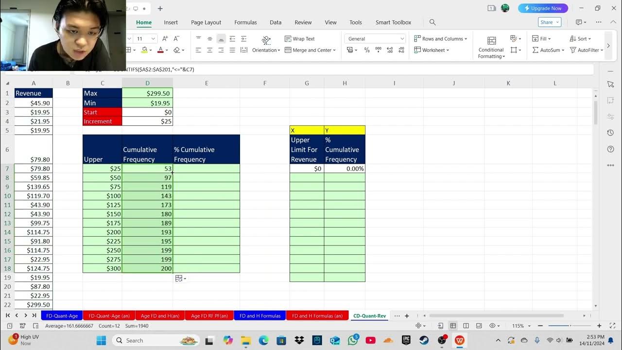 How to create an Ogive in excel - YouTube