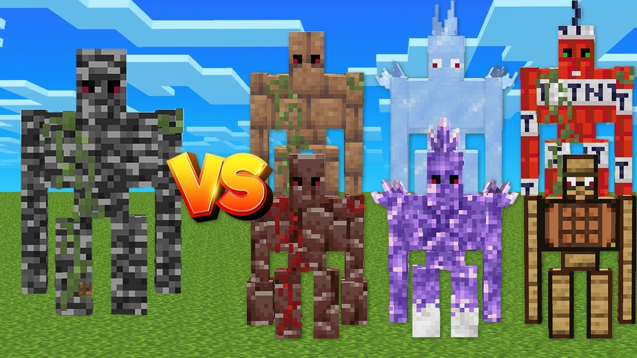 bedrock golem boss vs all new golems in Minecraft - YouTube