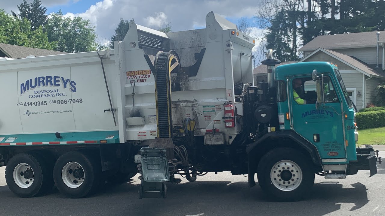 Garbage truck put out my rare trashcan - YouTube