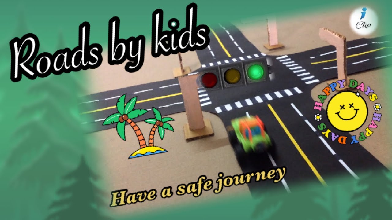 Roads by kids / cardboard and chart paper - YouTube