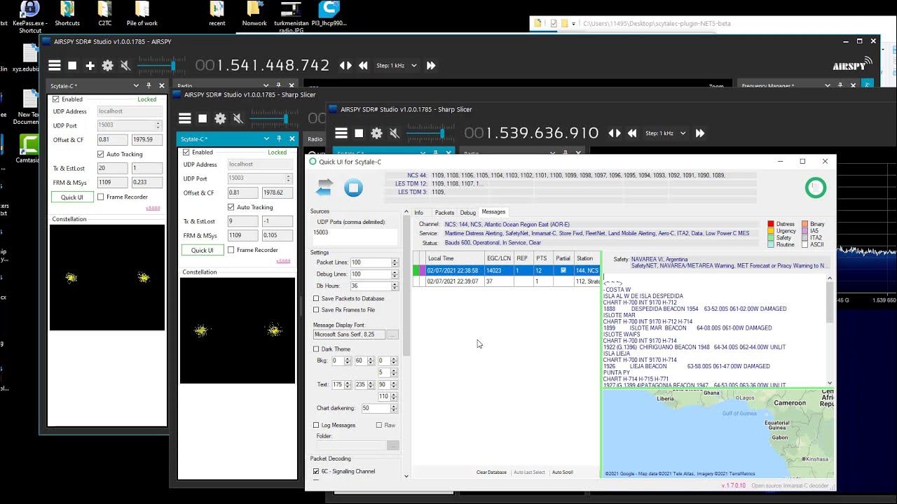 Multi-channel concurrent Inmarsat-C decoding with Airspy SDRSharp Spectrum slicer and Scytale-C ...