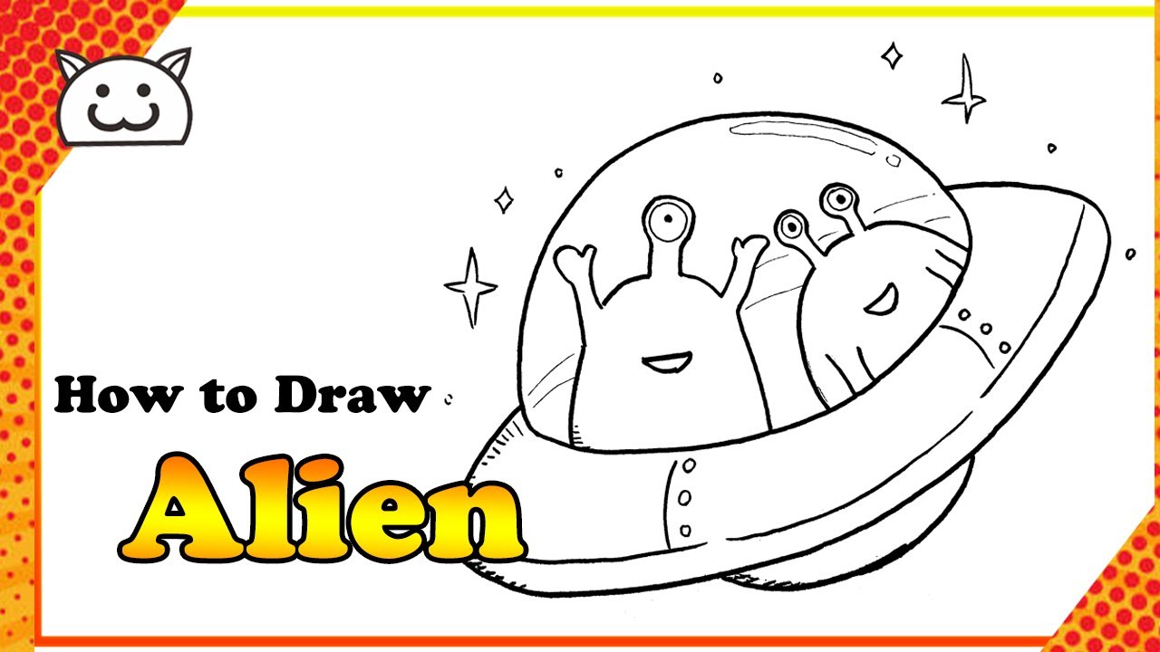 How to Draw Alien on UFO - YouTube