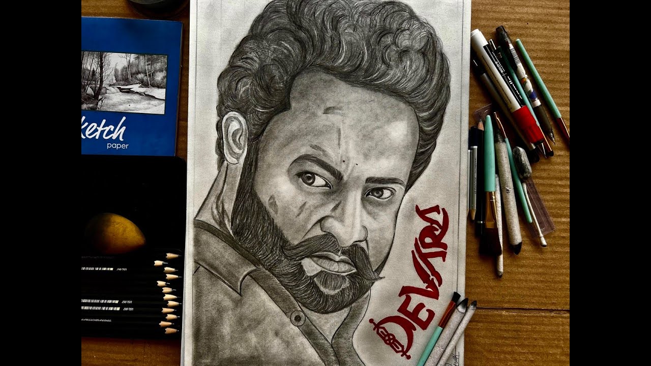 Jr. NTR Drawing Step by Step - Pencil Sketch | Devara Artwork #drawing ...