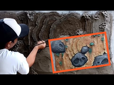 CARA MEMBUAT RELIEF DINDING.... MOTIF INI PALING GAMPANG UNTUK PEMULA ...