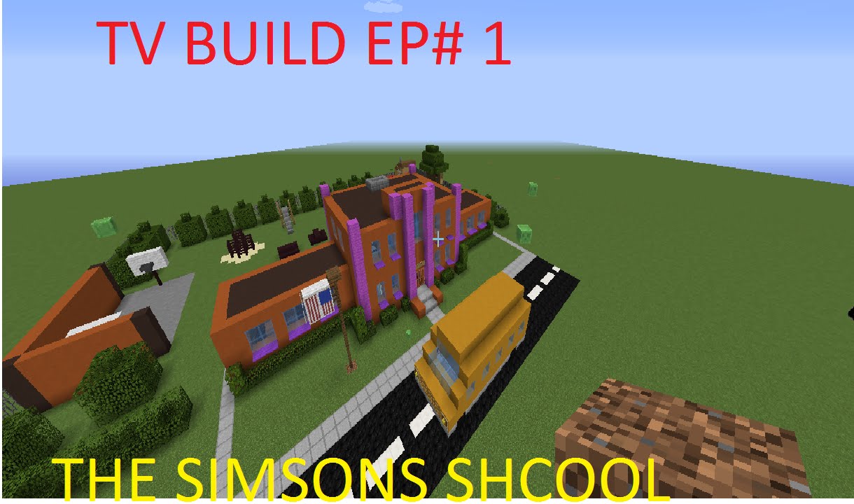 minecraft TV build EP 1 the Simpsons school - YouTube