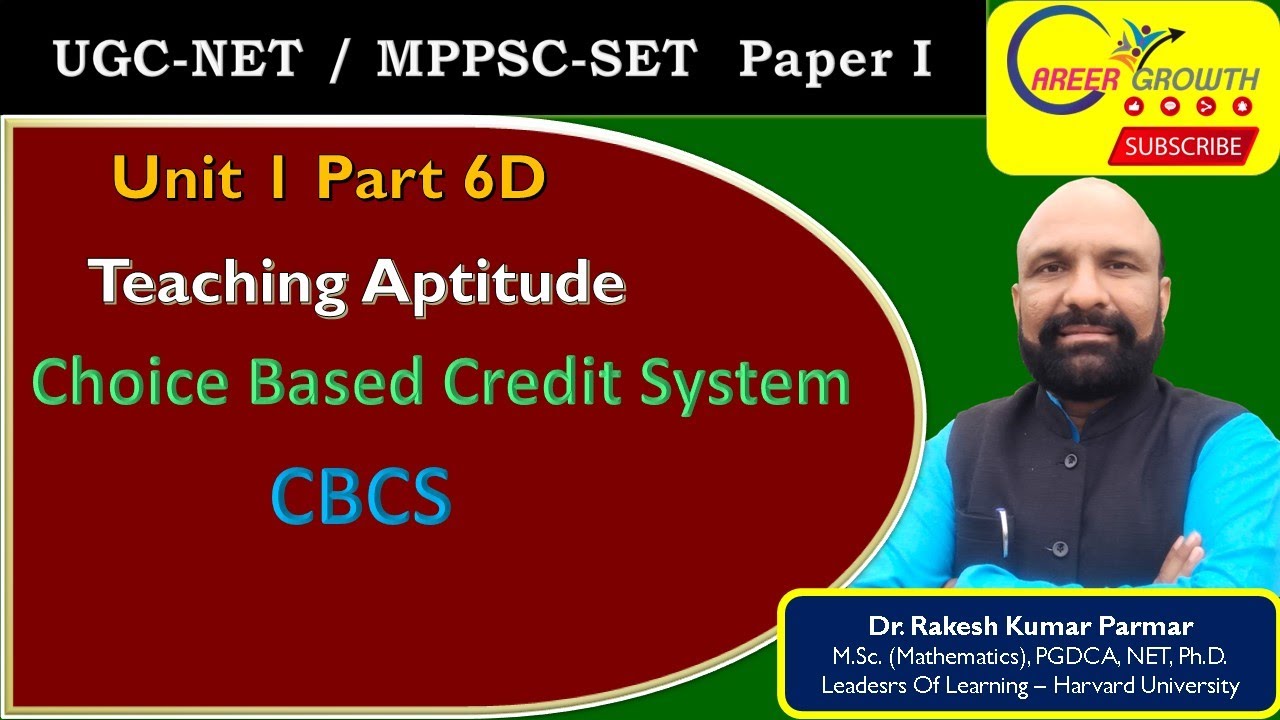 Unit1 Part 6D UGC NET MPSET Teaching Aptitude CBCS Choice Based Credit ...