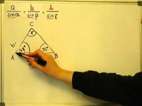 Sinussatz; Berechnung von Winkeln und Seiten - YouTube
