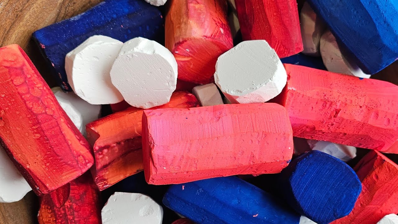 Dyed Crunchy Gym Chalk Cylinders and PJ Chips ♡ ASMR ♡ Oddly Satisfying ...