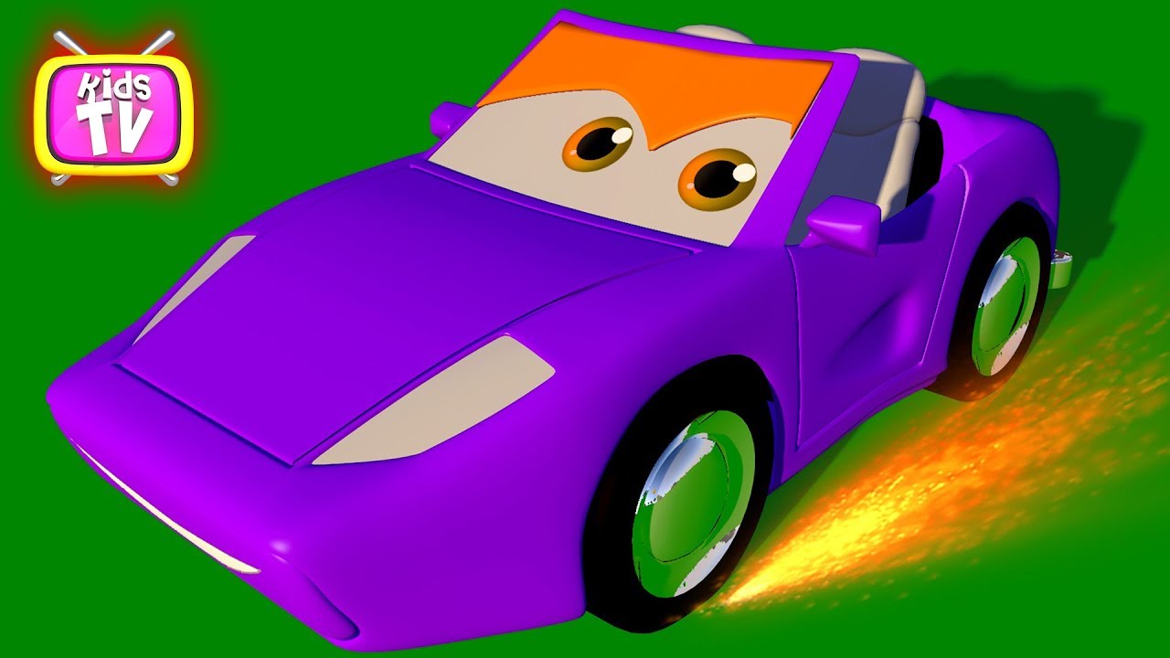 Cartoon - Super Cars on road - Learn Colors With Cars. - YouTube