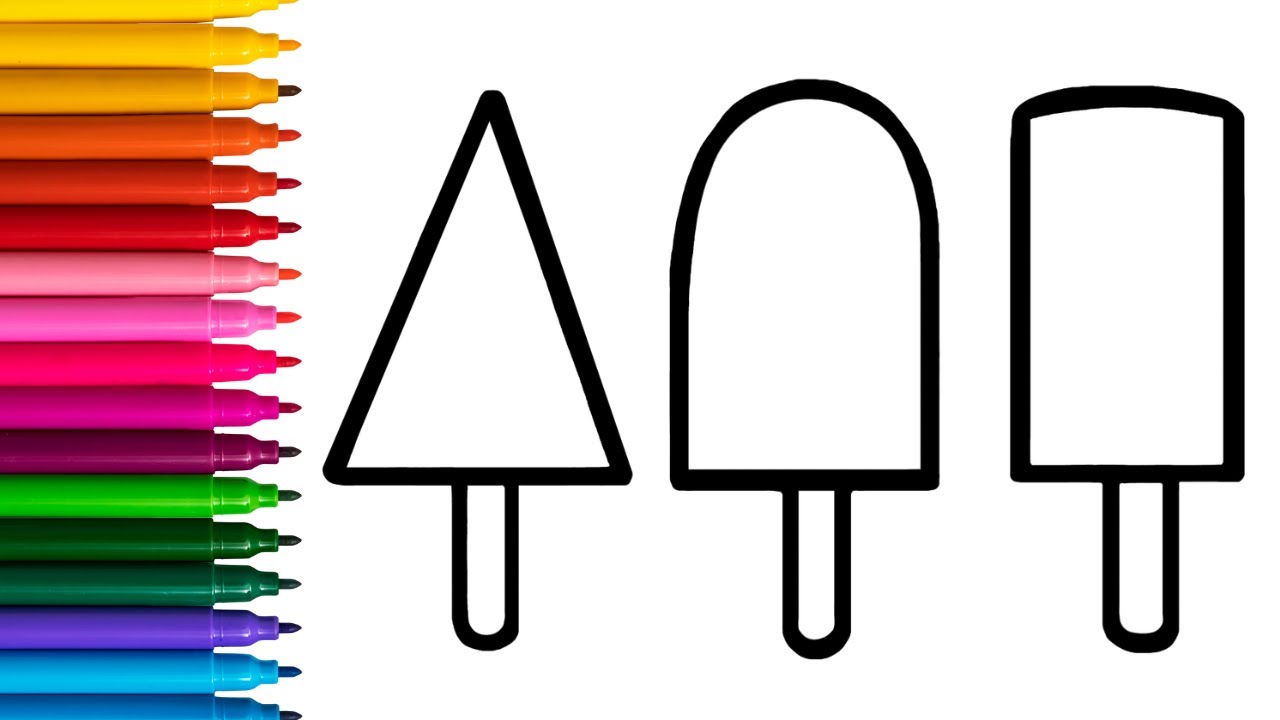 How To Draw Rainbow Popsicle Ice Creams For Kids🍨Easy Step by Step ...