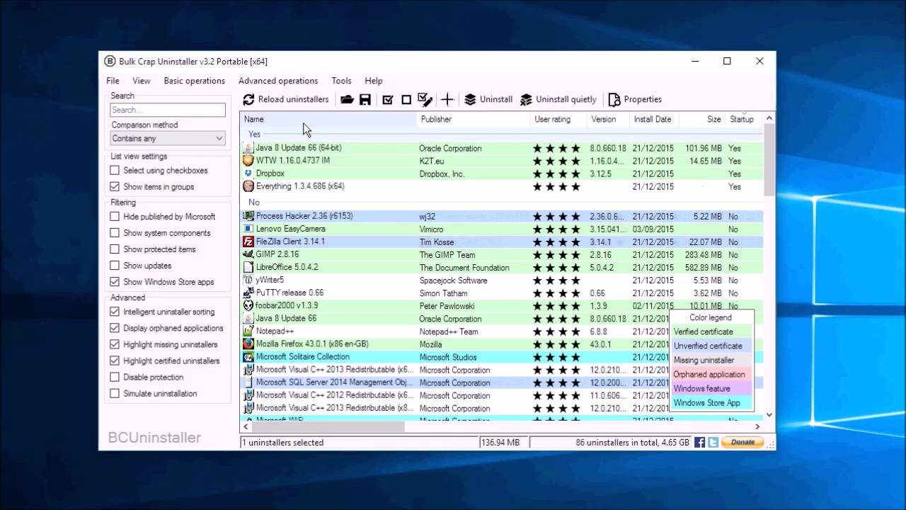 Bulk Crap Uninstaller v3.2 application overview - YouTube