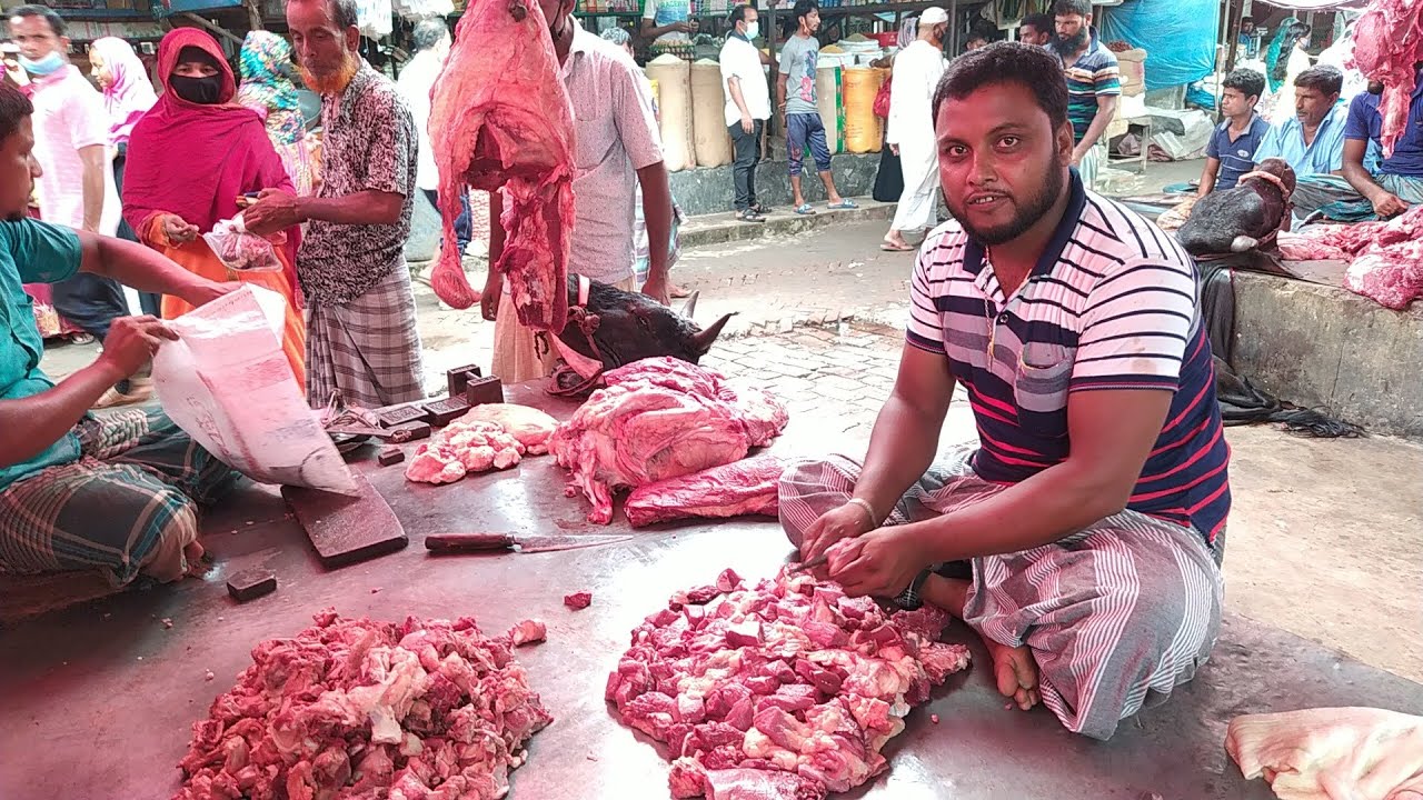 Slice beef cutting in butcher shop || beef cutting in Bangladesh - YouTube