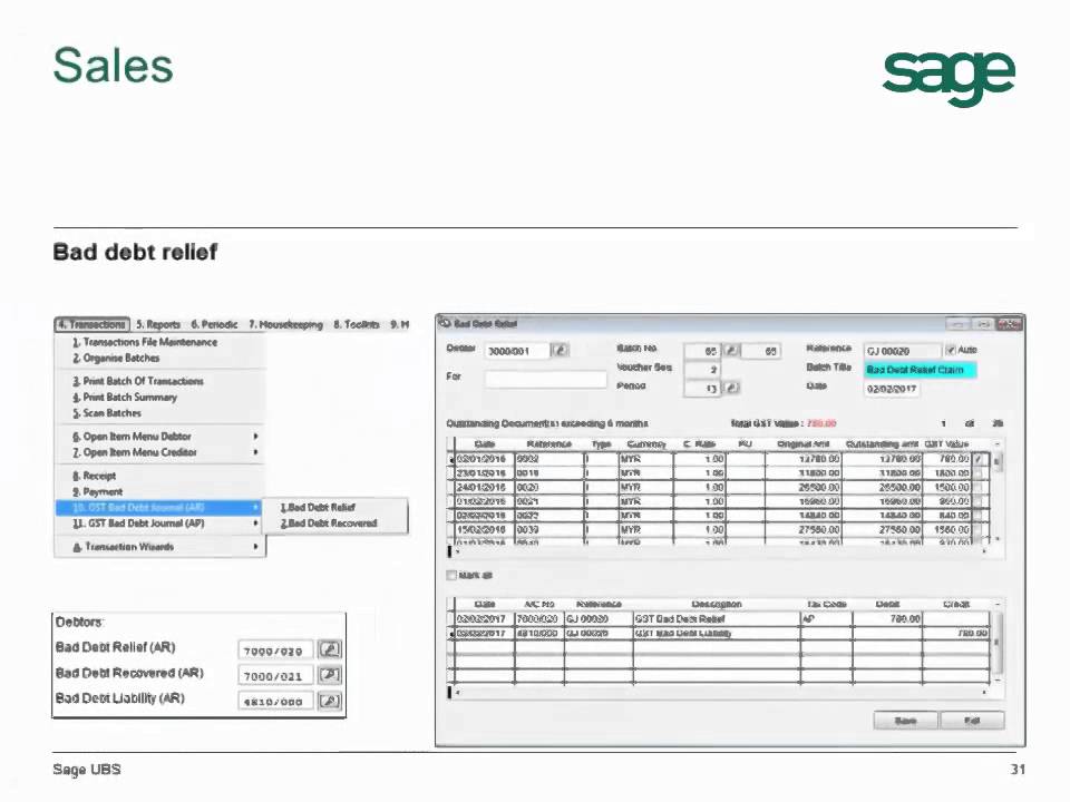 UBS Accounting GST 2/3 B - Transaction - Sales - YouTube