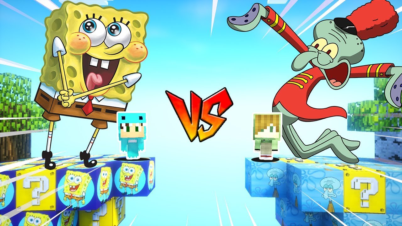 ISLA de BOB ESPONJA VS ISLA de CALAMARDO 🌴 MINECRAFT MINI JUEGO BEBE ...
