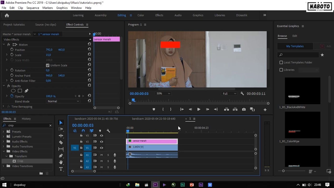 Tutorial Cara Buat Sensor di Mata Adobe Premier Pro - YouTube