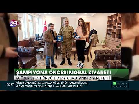 ŞAMPİYON BOKSÖRÜMÜZ GİZEM ÖZER VE ANTRENÖRÜ CEMİL DÖNDÜ J. ALAY KOMUTANI ALİ YILDIZ’I ZİYARET ETTİ