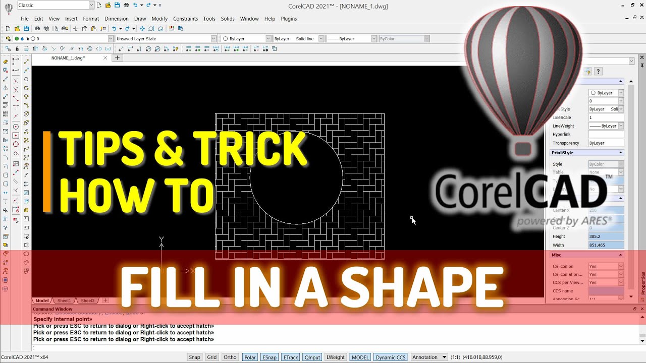 CorelCAD How To Fill In A Shape - YouTube