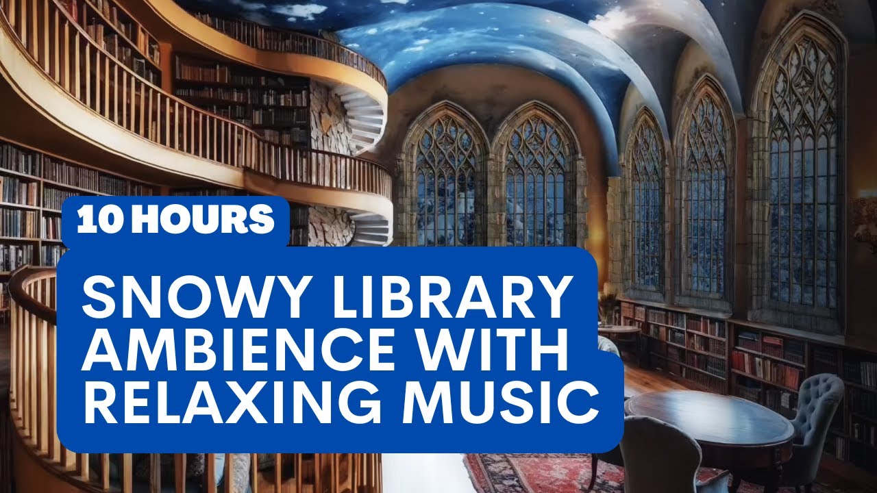 10 Hours of Cozy Snowy Library Ambience | Relaxing Instrumental Music ...