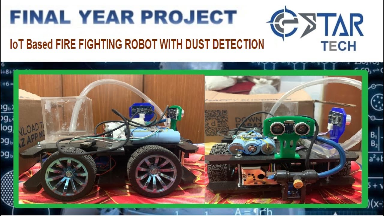Fire Fighting Robot | IoT Based | Dust Particle Detection | Fire Alert ...