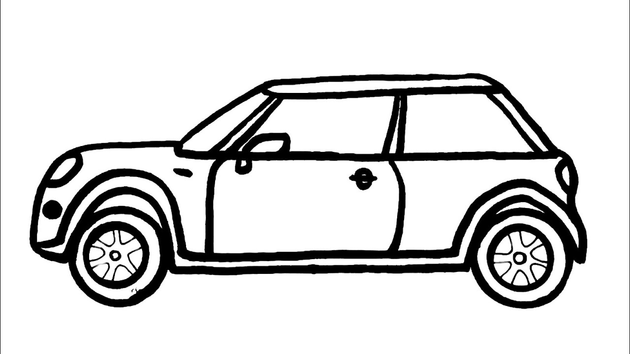 How To Draw Mini Cooper Sports Car - Easy Cars Drawing - Mini Cooper ...
