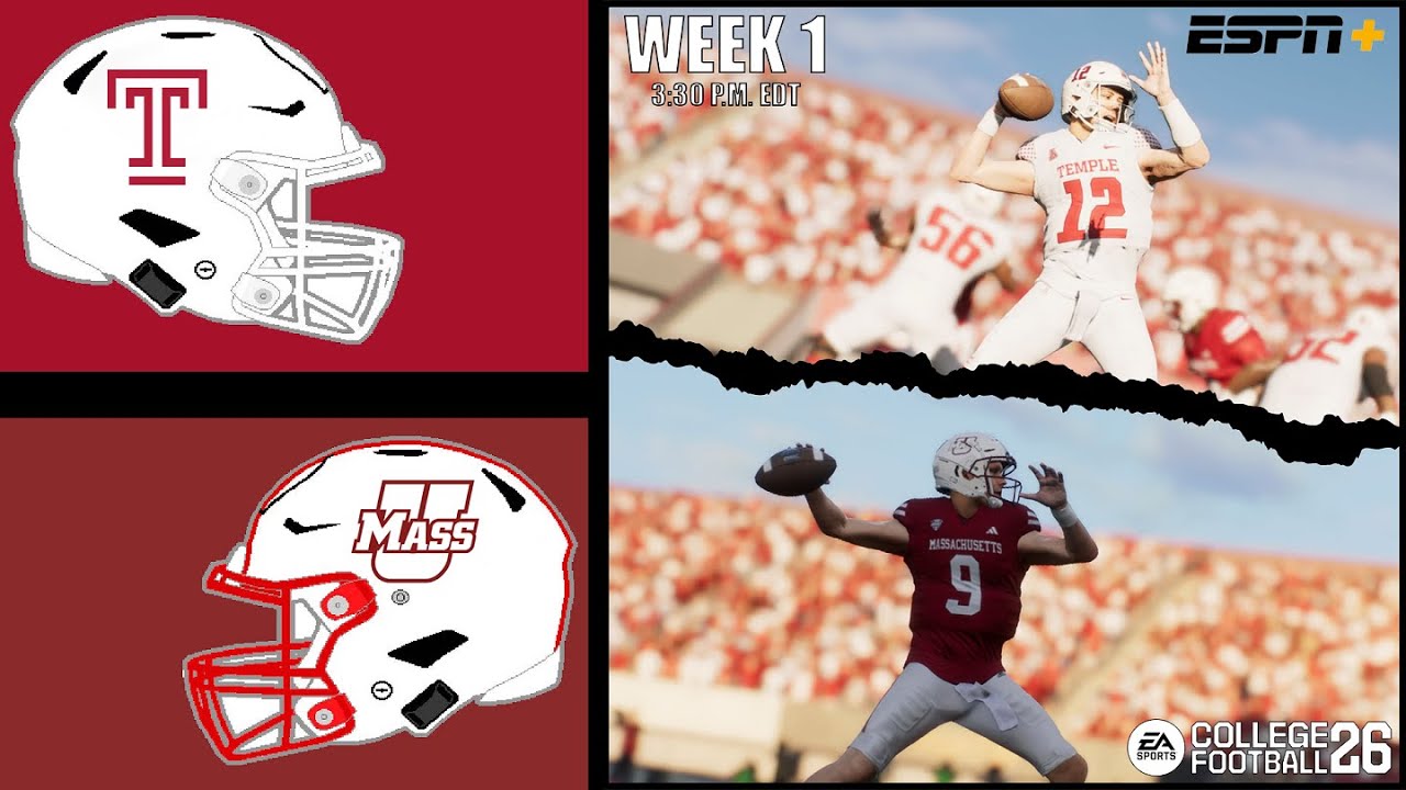 Temple vs. Massachusetts | Week 1 - Simulation | College Football 26 ...